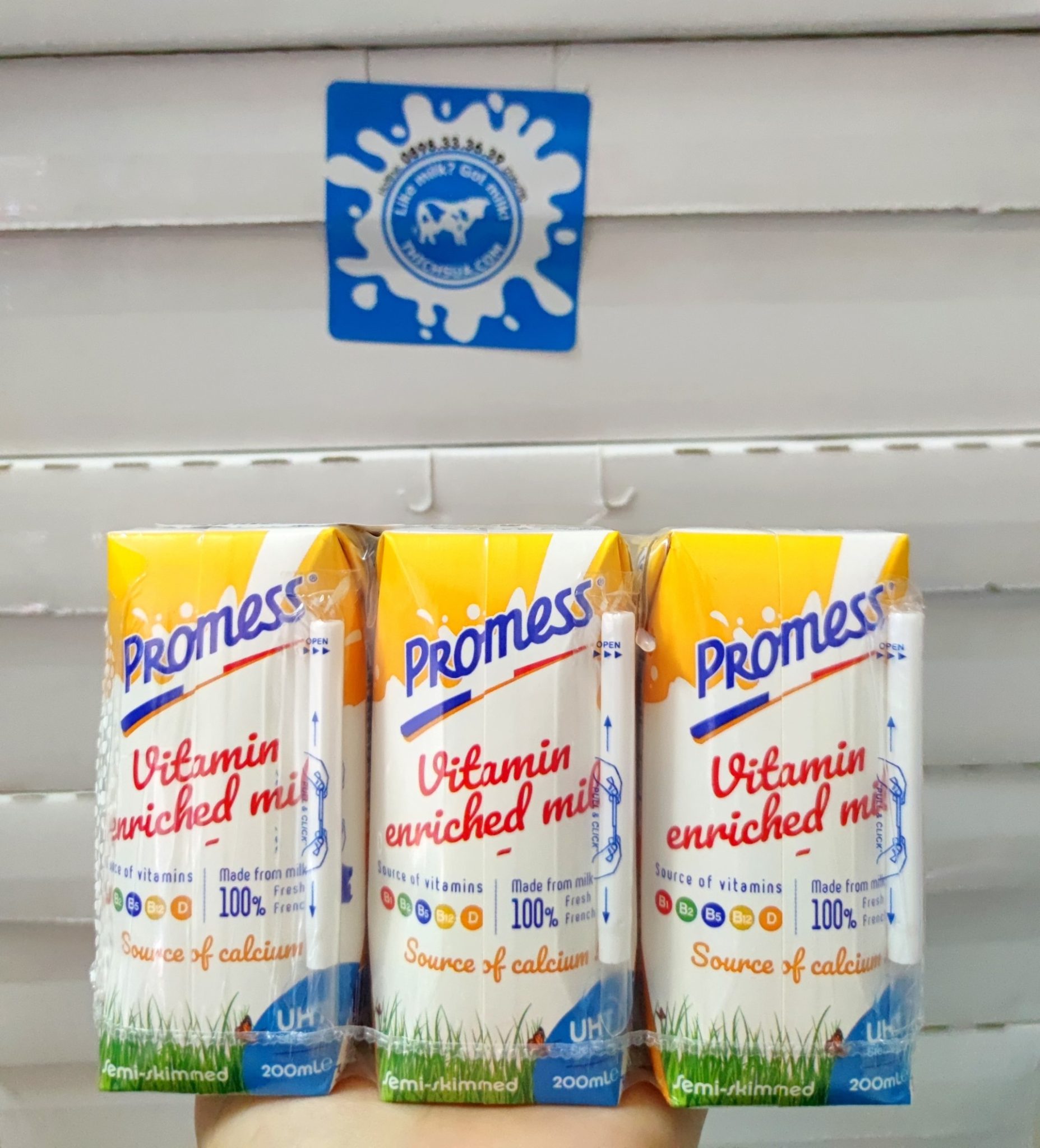 Sữa tươi Pháp Promess bổ sung vitamin hộp 200ml - Sữa Promess